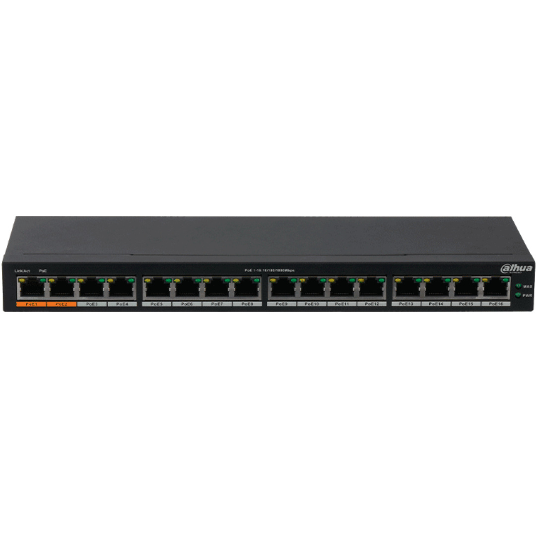 Switch DAHUA PFS3016-16GT-190 - Switch PoE Gigabit de 16 puertos
