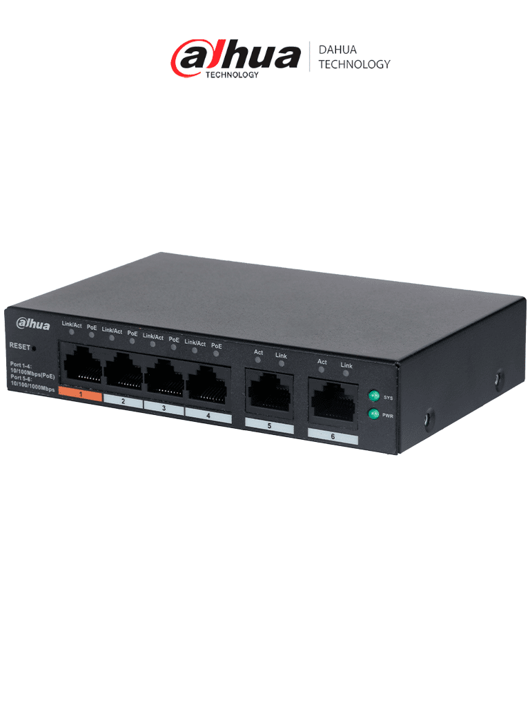Switch DAHUA CS4006-4ET-60 Cloud PoE 4 Puertos | 60W